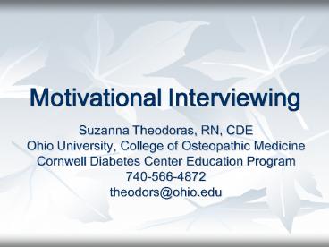 Motivational Interviewing presentation | free to view