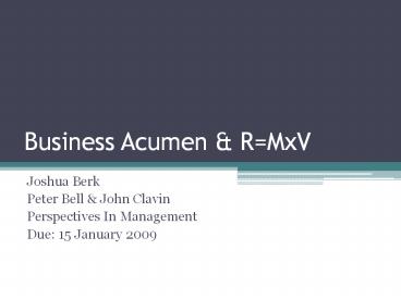 Business Acumen presentation | free to view