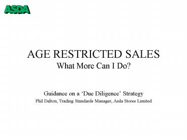 PPT – AGE RESTRICTED SALES What More Can I Do PowerPoint presentation ...