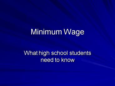 Minimum Wage presentation | free to view