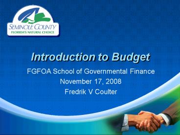 Introduction to Budget presentation | free to view