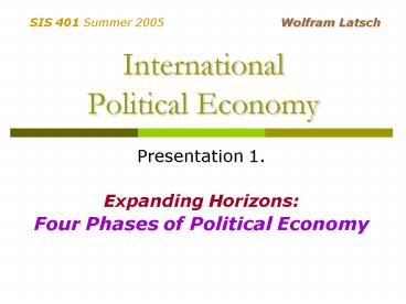 International Political Economy presentation | free to view