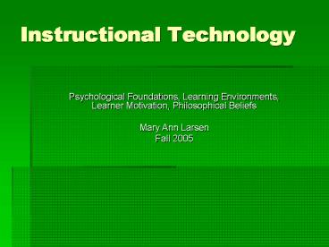 Instructional Technology presentation | free to view