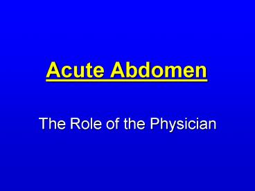 Acute Abdomen presentation | free to view