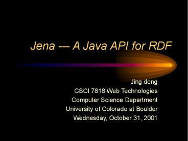 Jena --- A Java API for RDF presentation | free to download