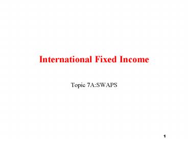 International Fixed Income presentation | free to download