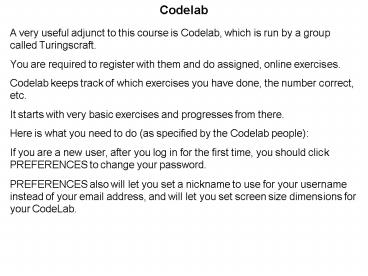 Codelab presentation | free to view