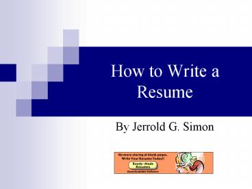 How to Write a Resume presentation | free to view