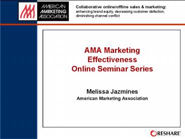 AMA Marketing Effectiveness Online Seminar Series presentation | free ...