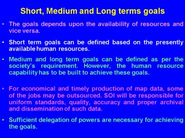 Short, Medium and Long terms goals presentation | free to view