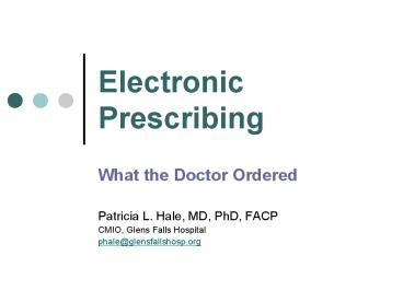 Electronic Prescribing presentation | free to view