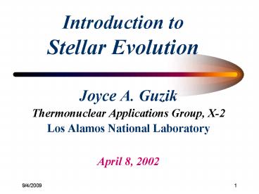 PPT – Introduction to Stellar Evolution PowerPoint presentation | free ...