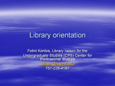 PPT – Library orientation PowerPoint presentation | free to view - id ...