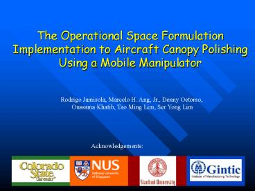 The Operational Space Formulation Implementation to Aircraft Canopy ...