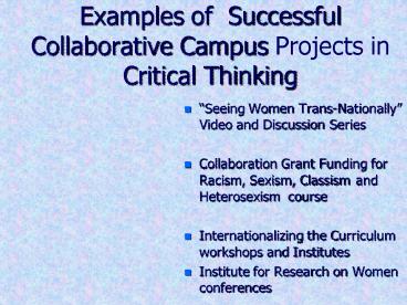 PPT – Examples of Successful Collaborative Campus Projects in Critical ...