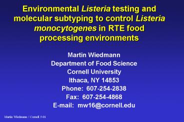 PPT – Environmental Listeria testing and molecular subtyping to control ...