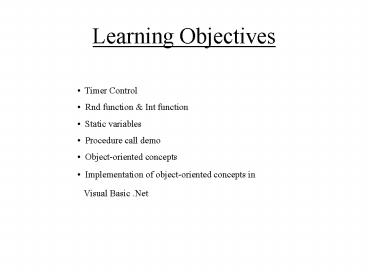 PPT – Learning Objectives PowerPoint presentation | free to view - id ...