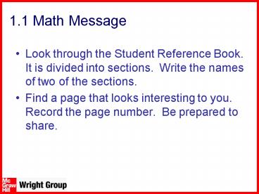 PPT – 1.1 Math Message PowerPoint presentation | free to view - id ...
