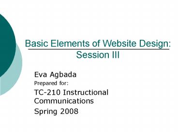 PPT – Basic Elements of Website Design: Session III PowerPoint ...