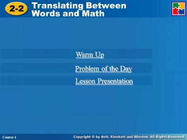Translating Between Words and Math presentation | free to view