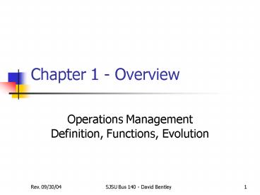 Chapter 1 Overview presentation | free to view