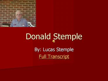 Donald Stemple presentation | free to view