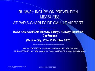 PPT – RUNWAY INCURSION PREVENTION MEASURES PowerPoint presentation ...