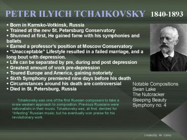 PETER ILYICH TCHAIKOVSKY presentation | free to view