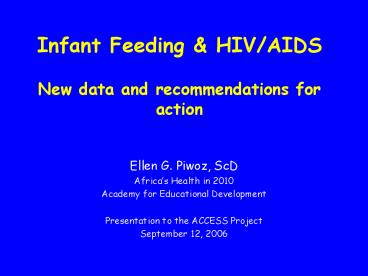 Infant Feeding presentation | free to view
