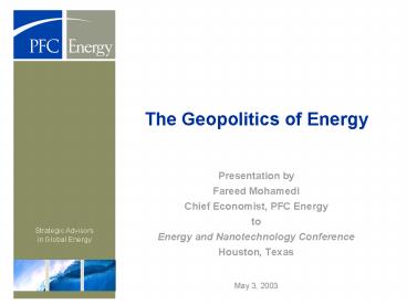 The Geopolitics of Energy presentation | free to view
