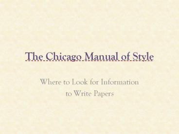 The Chicago Manual of Style presentation | free to view