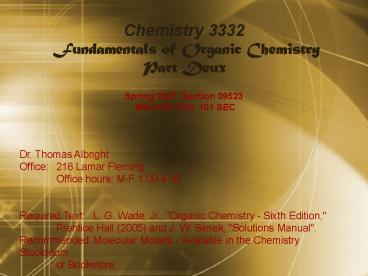 PPT – Chemistry 3332 PowerPoint presentation | free to view - id: 3b1a4 ...