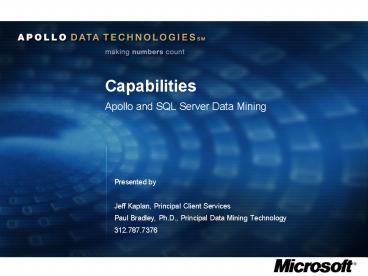 Capabilities Apollo and SQL Server Data Mining presentation | free to view