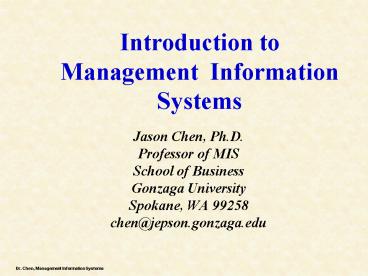 Introduction to Management Information Systems presentation | free to view