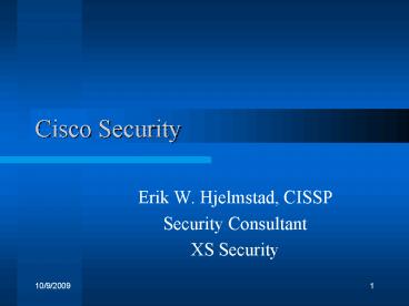 Cisco Security presentation | free to view