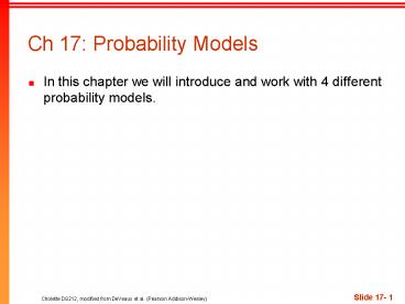 Ch 17: Probability Models presentation | free to view