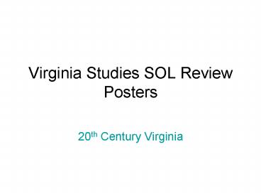 Virginia Studies SOL Review Posters presentation | free to view
