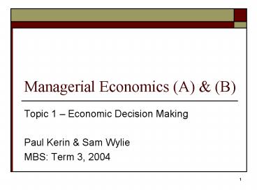 PPT – Managerial Economics A PowerPoint presentation | free to view ...