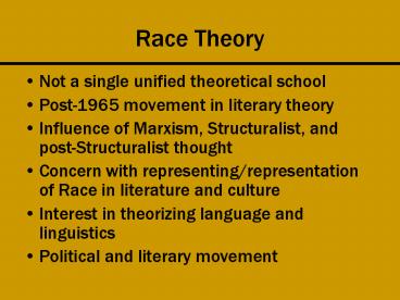 Race Theory presentation | free to view
