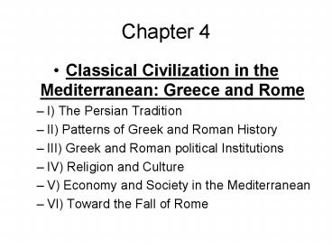 Classical Civilization in the Mediterranean: Greece and Rome ...