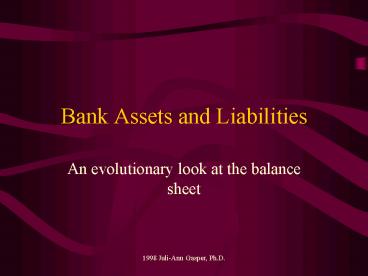 Bank Assets and Liabilities presentation | free to view