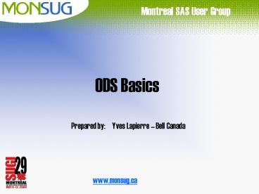 PPT – ODS Basics PowerPoint presentation | free to view - id: 3efca-Mjk5O