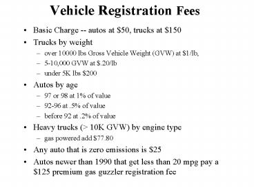 Vehicle Registration Fees presentation | free to view
