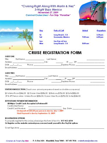 PPT – CRUISE REGISTRATION FORM PowerPoint presentation | free to view ...