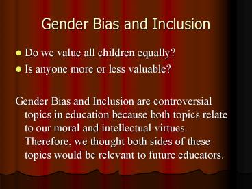 Gender Bias and Inclusion presentation | free to view