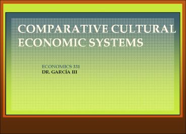 PPT – COMPARATIVE CULTURAL PowerPoint presentation | free to view - id ...