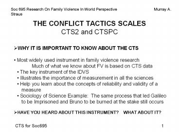 THE CONFLICT TACTICS SCALES CTS2 and CTSPC presentation | free to view
