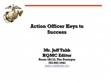 ACTION OFFICERS COURSE HEADQUARTERS, UNITED STATES MARINE CORPS ...