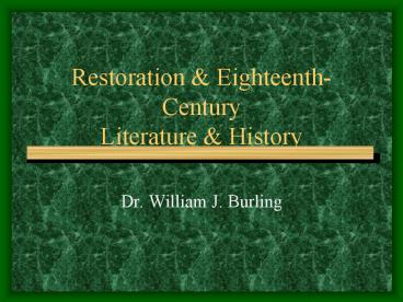 PPT – Restoration PowerPoint presentation | free to view - id: 42fdc-NGI4N