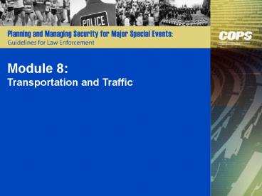 Module 8: Transportation and Traffic presentation | free to view